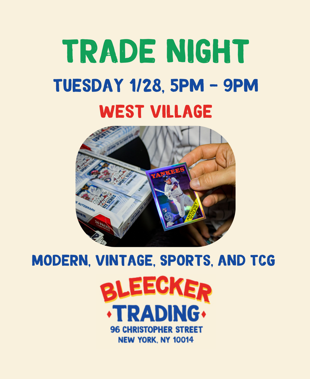 Bleecker Trading - West Village Trade Night | JANUARY 28TH 5 PM-9 PM